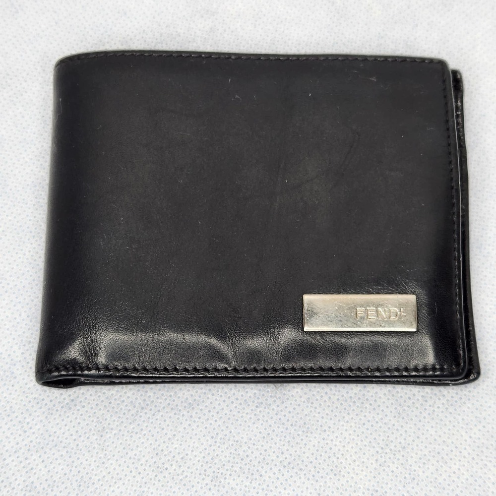 Authentic Fendi Black Leather Bi-Fold Wallet Folding … - Gem